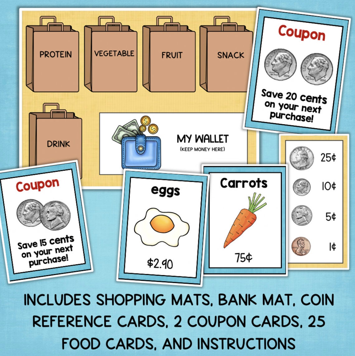 Counting Money Grocery Shopping Game Classroom or Homeschool - Etsy