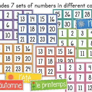 FRENCH Calendar Kit Months Days Seasons Weather Date Cards Set Ensemble ...