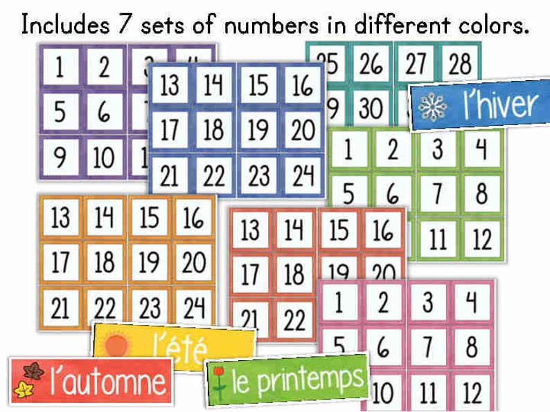 FRENCH Calendar Kit Months Days Seasons Weather Date Cards Set | Etsy