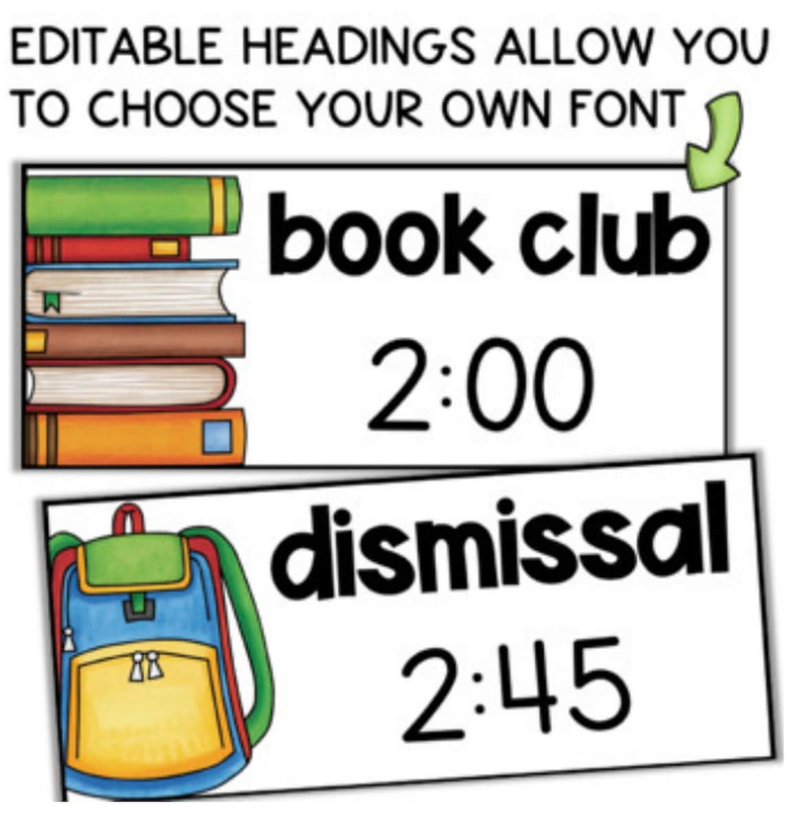 EDITABLE Classroom Daily Schedule Cards & Clocks Back to School Decor ...