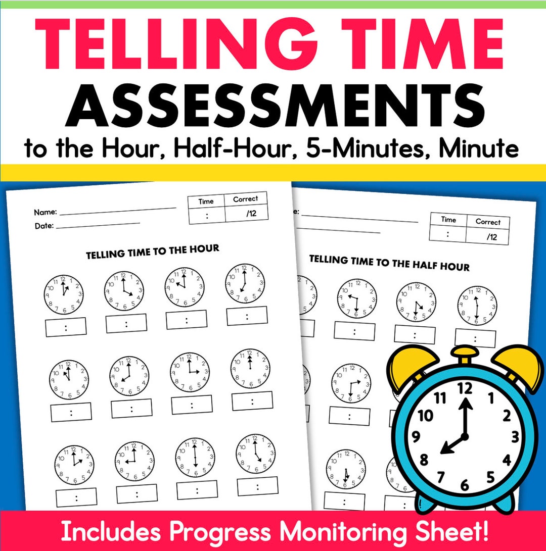 Telling Time Worksheets Practice Tests Quiz Assessments Math Homeschool ...