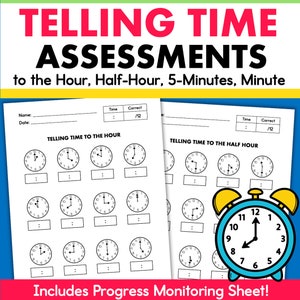 Telling Time Worksheets Practice Tests Quiz Assessments Math Homeschool ...
