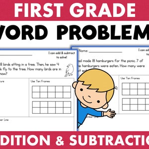 First Grade Math Worksheets Addition and Subtraction Word - Etsy