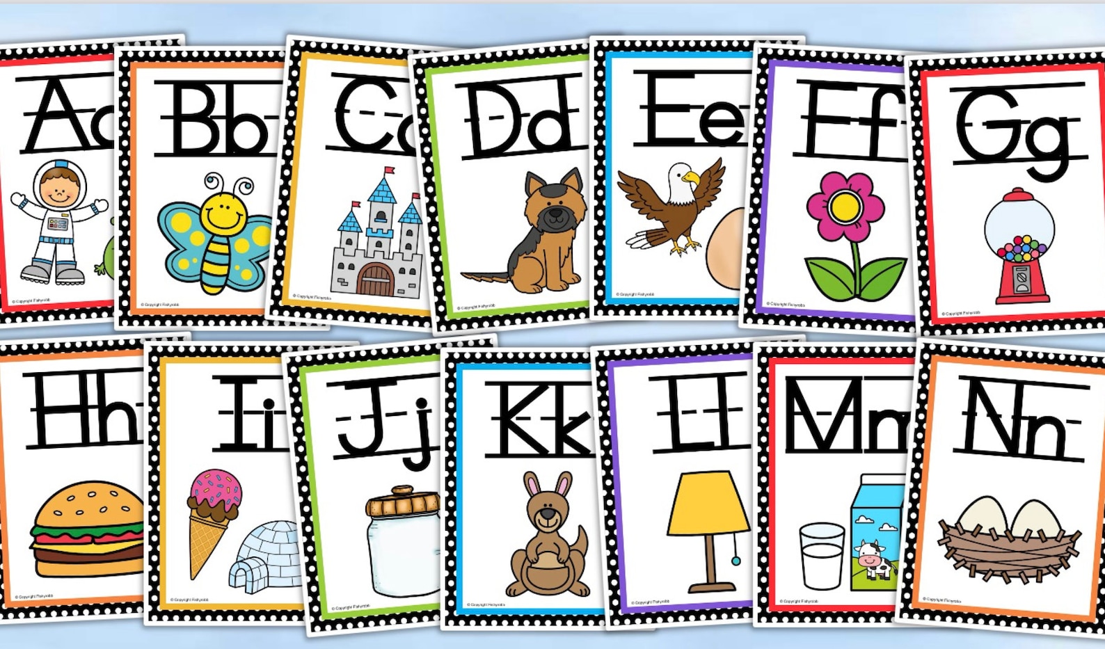 Printable ABC Alphabet Posters Letters A to Z Brights on Polka - Etsy