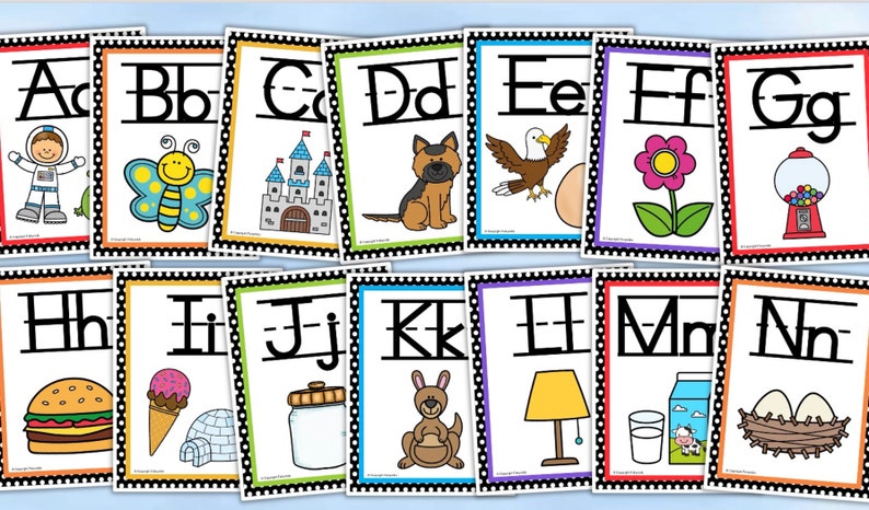 Printable ABC Alphabet Posters Letters A to Z Brights on Polka - Etsy