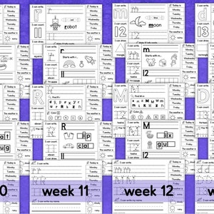 Kindergarten Daily Practice Worksheets FULL YEAR Spiral Review Phonics ...