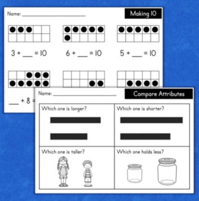 Kindergarten MATH Worksheets & Assessments Homeschool - Etsy