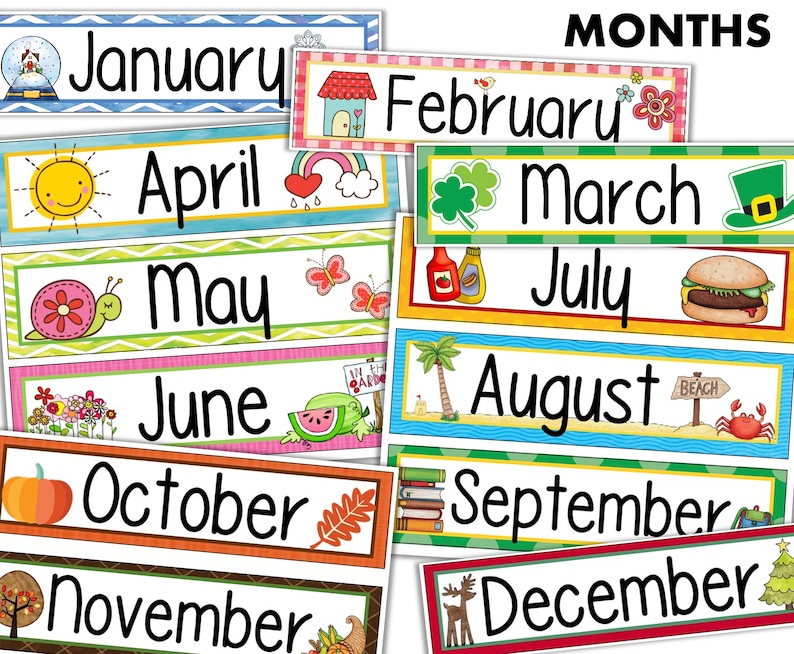 Classroom Calendar Kit Months Days Seasons Weather Date Cards Fits ...