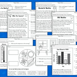 Weather and Seasons Science Reading Worksheets 2nd 3rd Grade Homeschool ...