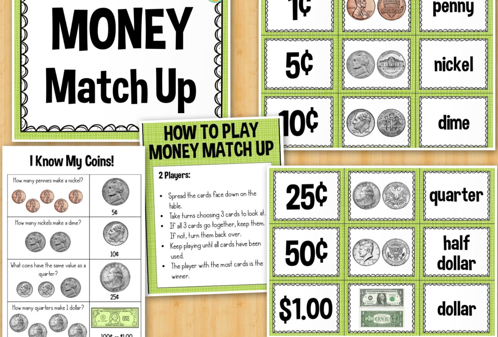 Printable Money Games Activities Worksheets for Kids Learn to | Etsy