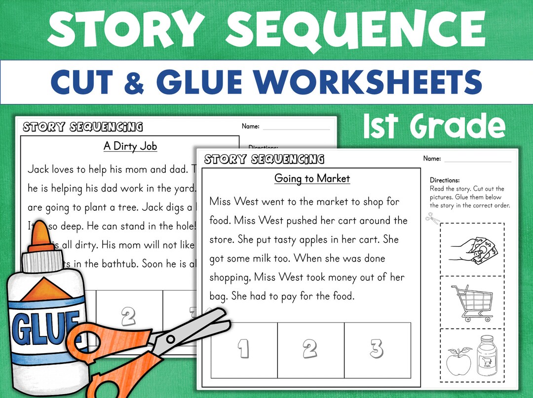 1st Grade Reading Comprehension Story Sequencing Cut & Glue - Etsy