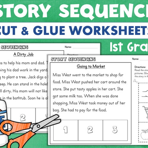 1st Grade Reading Comprehension Story Sequencing Cut & Glue - Etsy