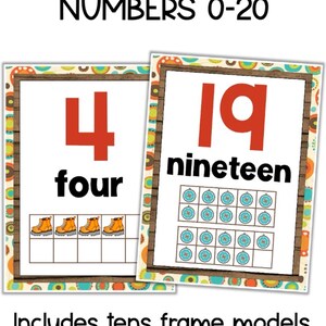 Printable CAMPING Theme Number Posters 1 to 20 With Tens Frame ...