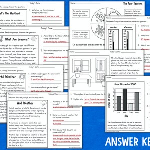 Weather and Seasons Science Reading Worksheets 2nd 3rd Grade Homeschool ...
