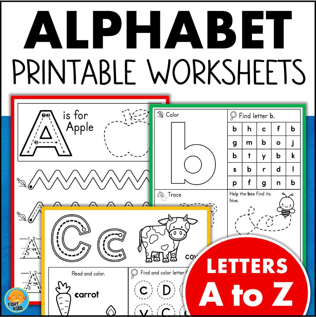 Alphabet Letters Printable Worksheets A to Z Letter Sounds Learn to ...