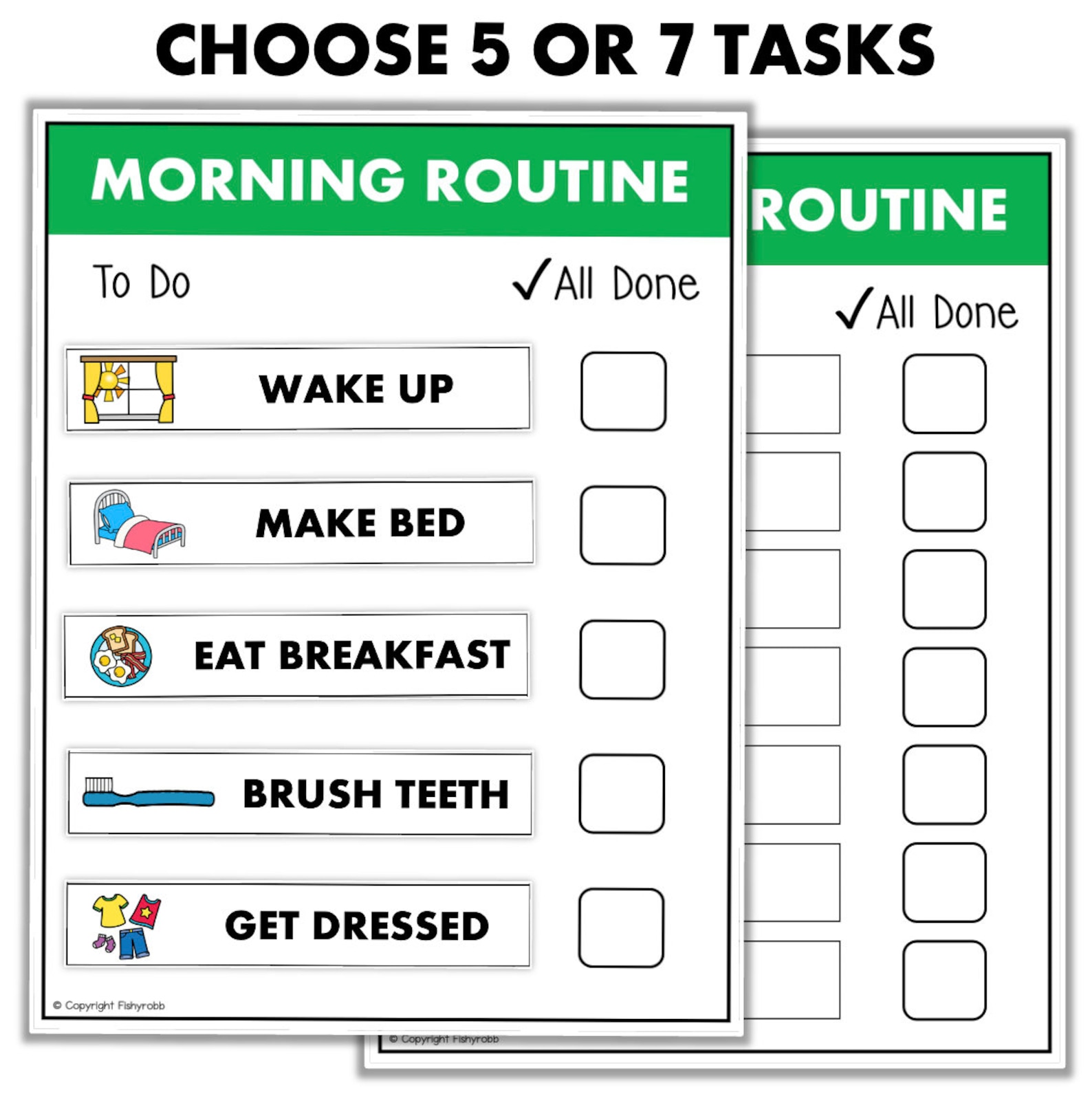 Daily Routines Checklist Chart Printable Morning and Bedtime Visual ...