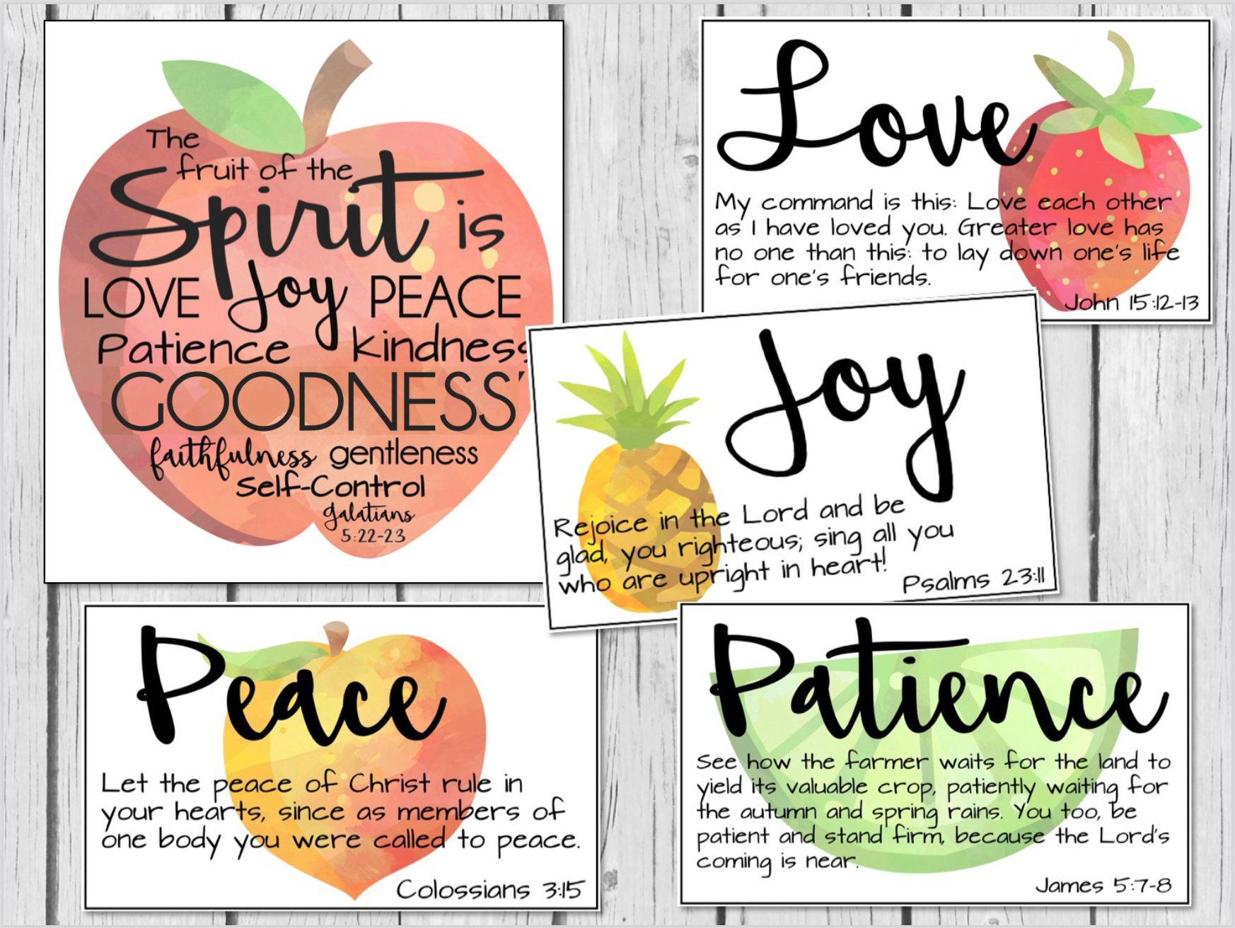 Fruit of the Spirit Watercolor Posters Printable Christian Classroom ...