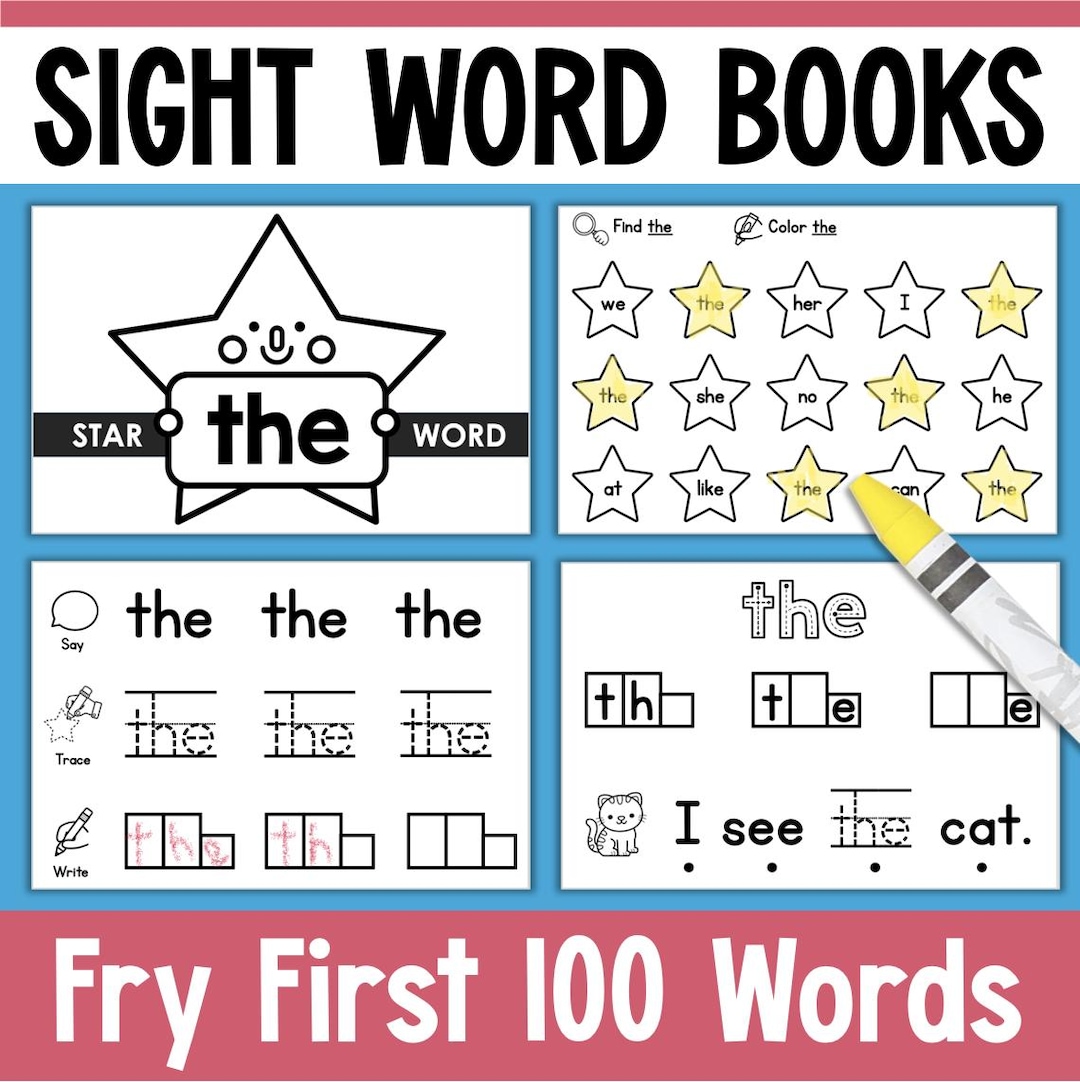 Printable Sight Word Books for 100 High Frequency Words Kindergarten ...