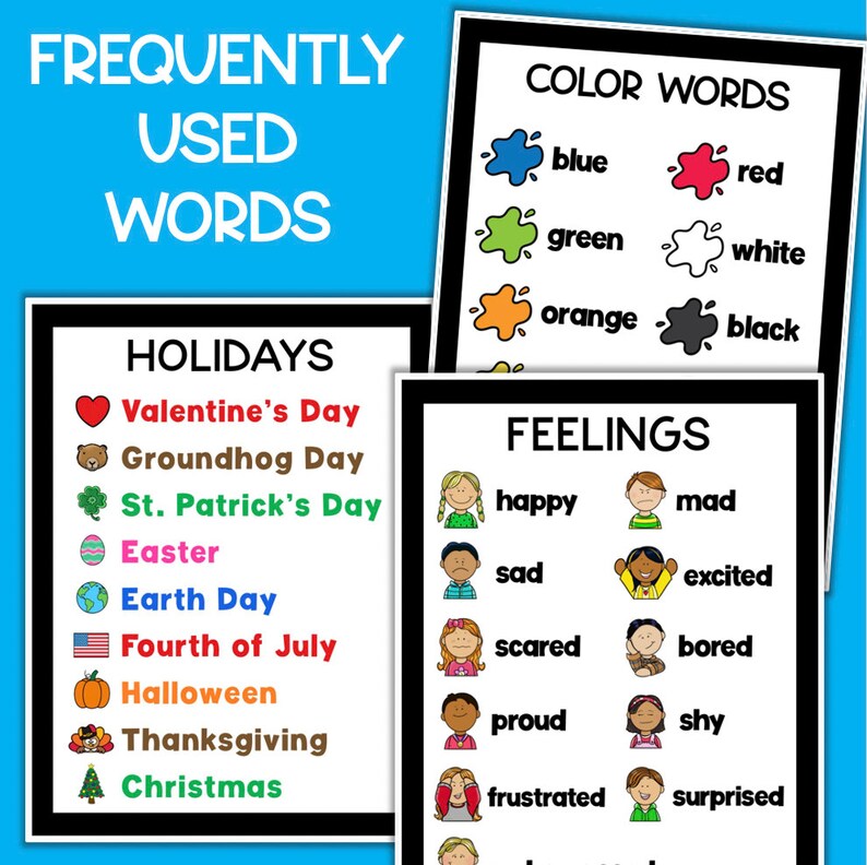 WRITING CENTER Posters Themed Word Lists Anchor Charts Banner - Etsy