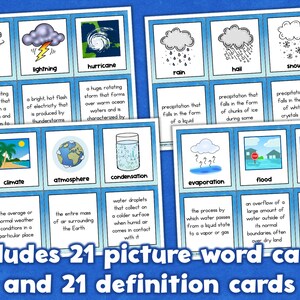 Weather and Climate Vocabulary Cards With Pictures & Definitions ...