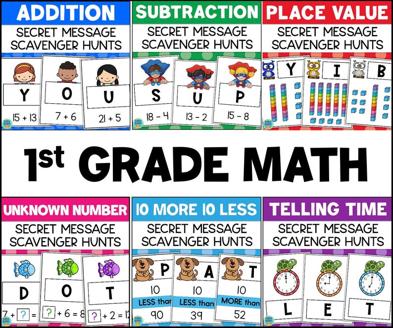 1st Grade Math Activities BUNDLE Addition Subtraction Telling - Etsy