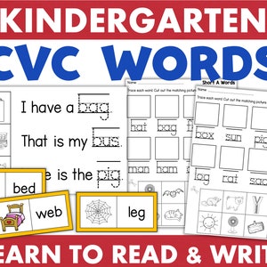 Learn to Read & Write CVC Words Short Vowels Worksheets - Etsy