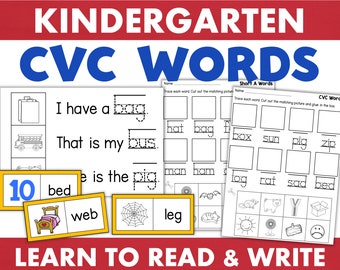 Learn to Read CVC Words Phonics Activities Kindergarten - Etsy