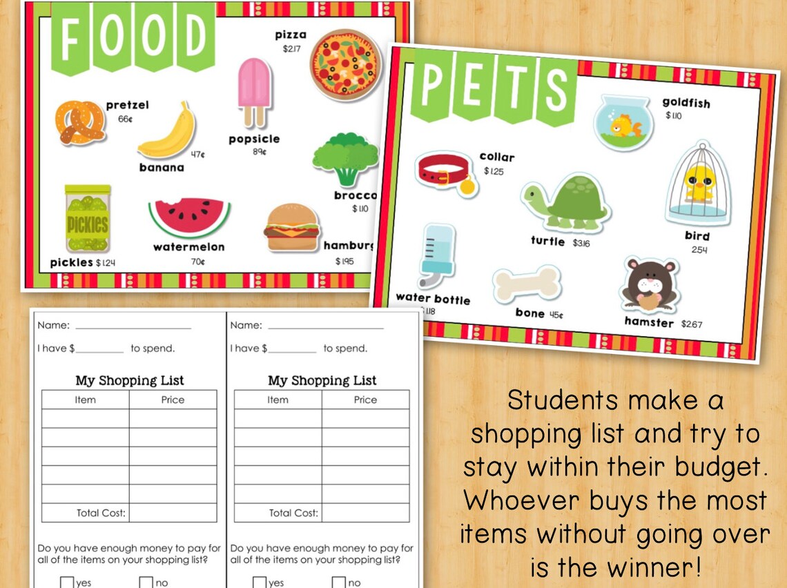 Printable Money Games Activities Worksheets for Kids Learn to | Etsy