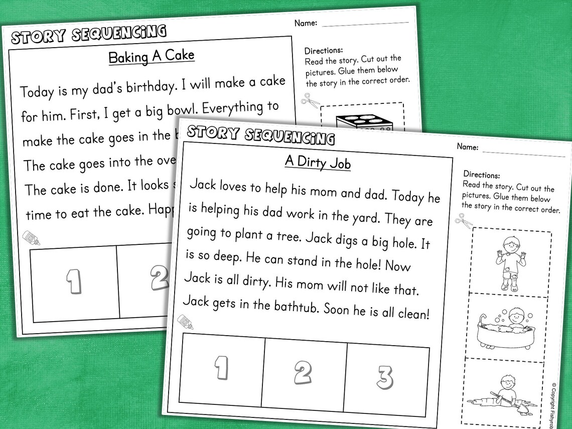 1st Grade Reading Comprehension Story Sequencing Cut & Glue - Etsy