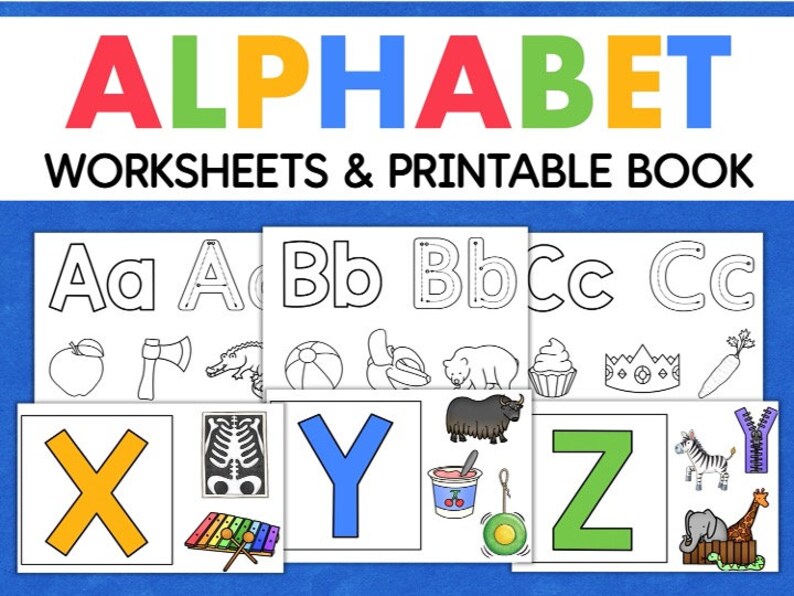 ABC Alphabet Coloring Worksheets Printable Book Letter - Etsy