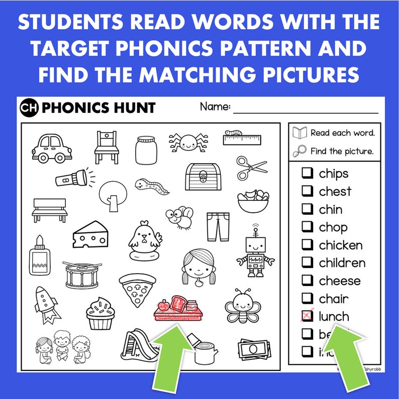 Phonics Read and Find Picture Hunt Worksheets 1st Grade 2nd Grade ...