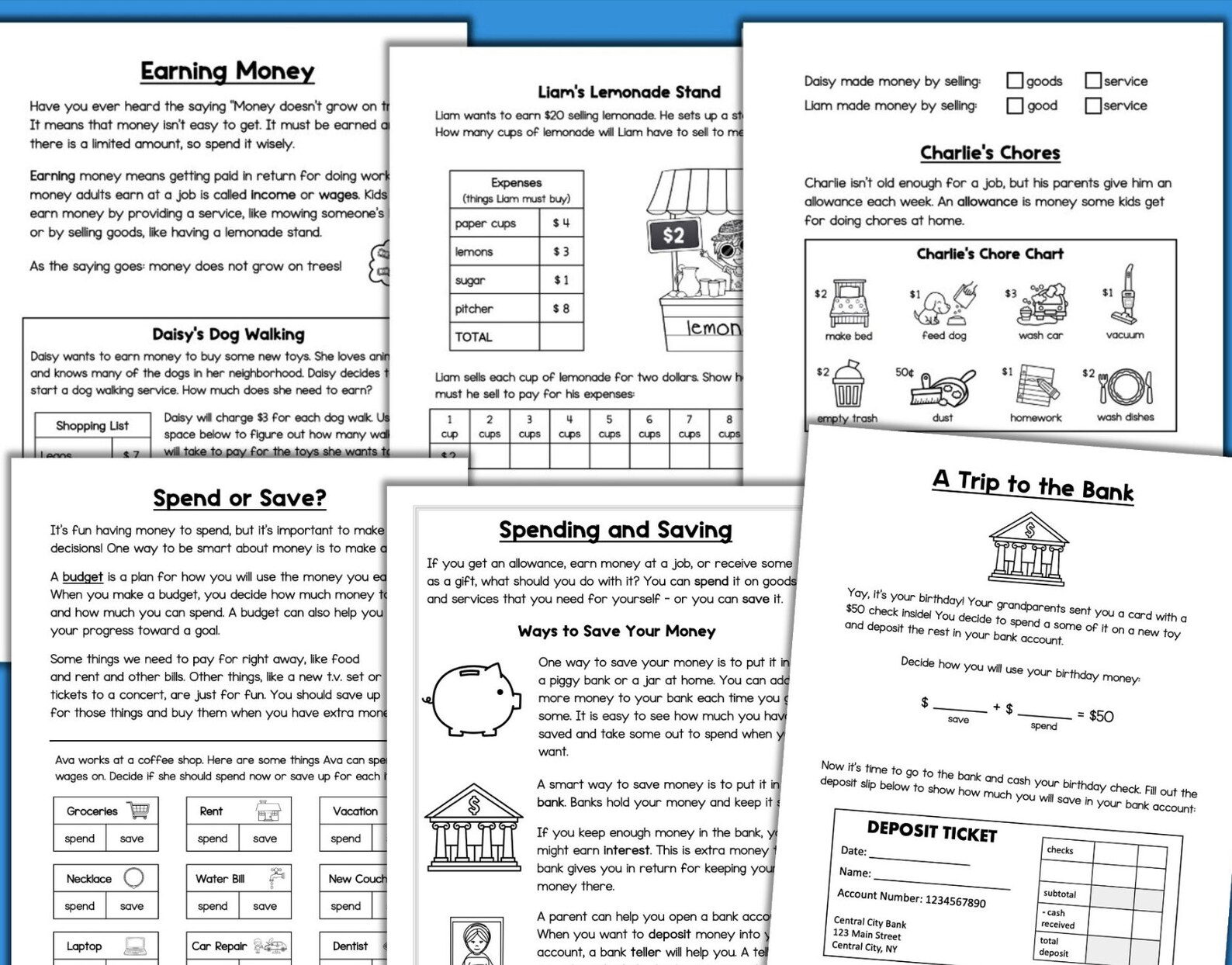 Learning About Money Financial Literacy 2nd 3rd Grade Printable ...