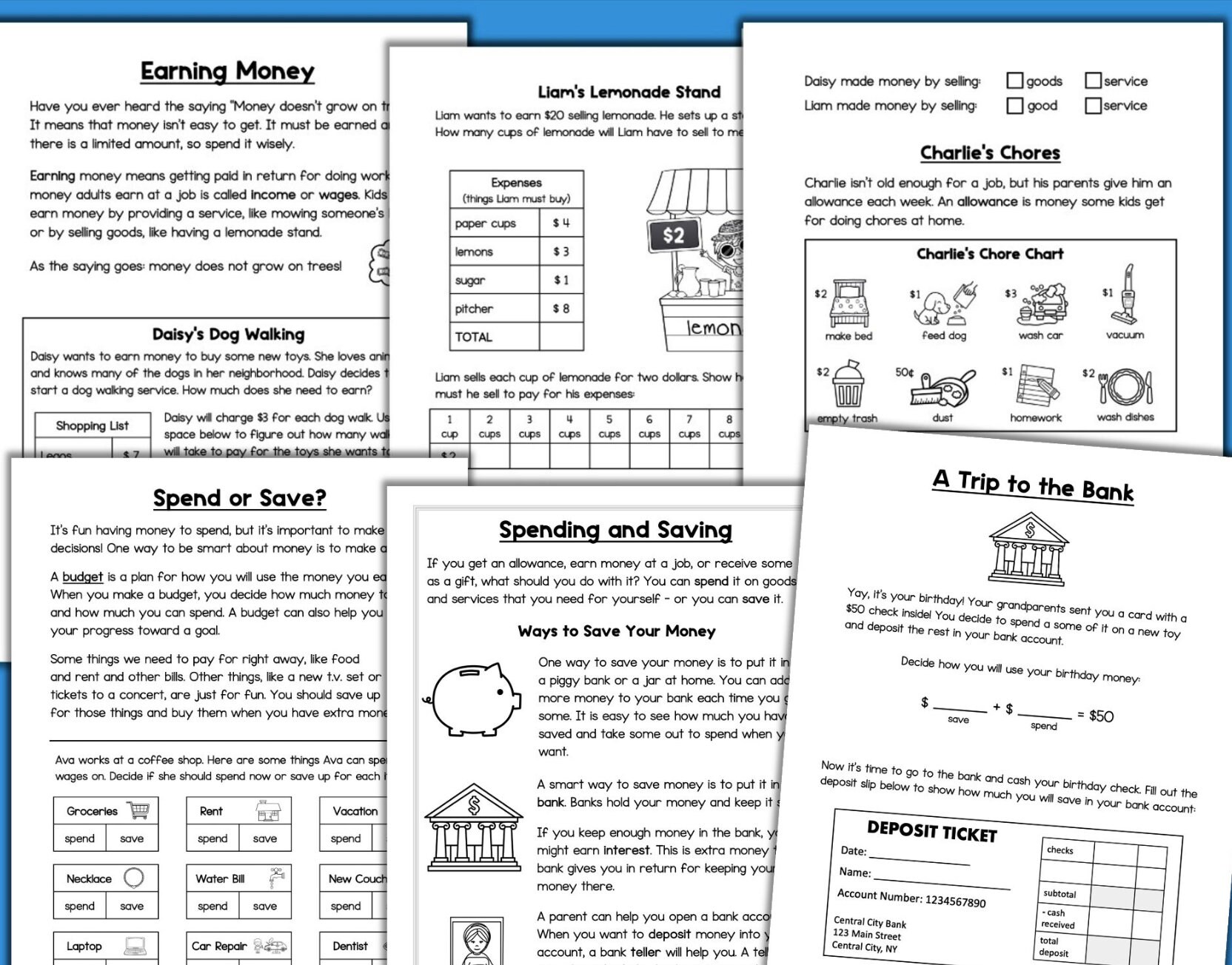 Learning About Money Financial Literacy 2nd 3rd Grade Printable ...