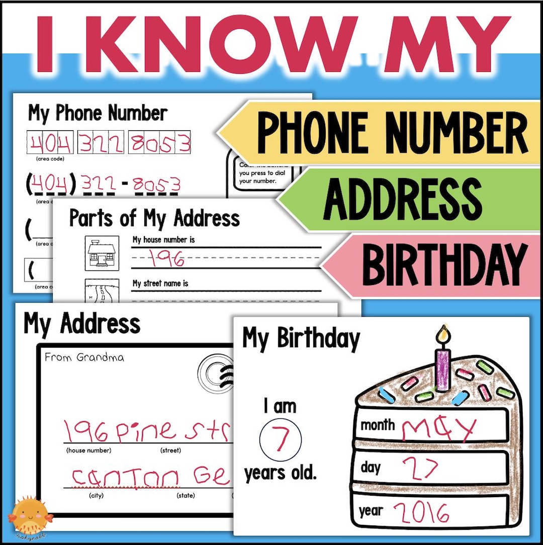 Personal Information Worksheets for Kids Name, Birthday, Phone Number ...