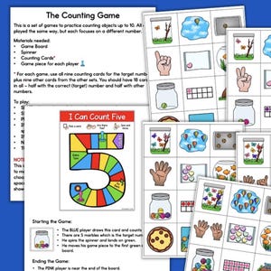 Learning Numbers Printable Games and Worksheets Prek Kindergarten Math ...