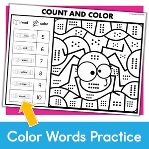 Kindergarten Count and Color by Number Worksheets Numbers to 10 Math ...