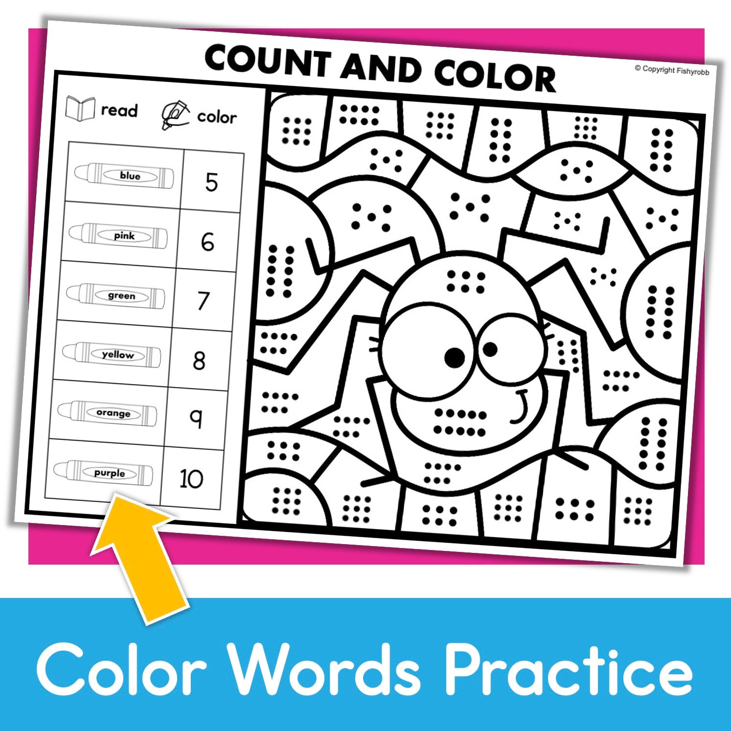 Kindergarten Count and Color by Number Worksheets Numbers to - Etsy