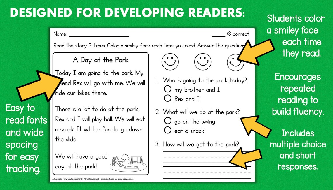 First Grade Reading Comprehension Worksheets Decodable Stories - Etsy