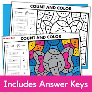 Kindergarten Count and Color by Number Worksheets Numbers to 10 Math ...