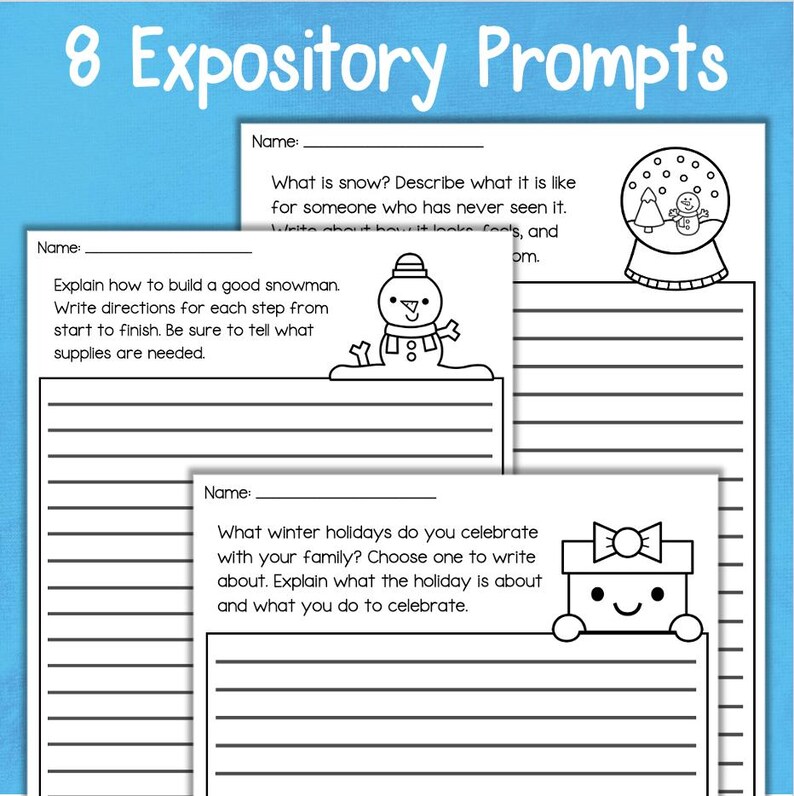 2nd 3rd Grade Writing Prompts and Printable Worksheets Year Long Bundle ...