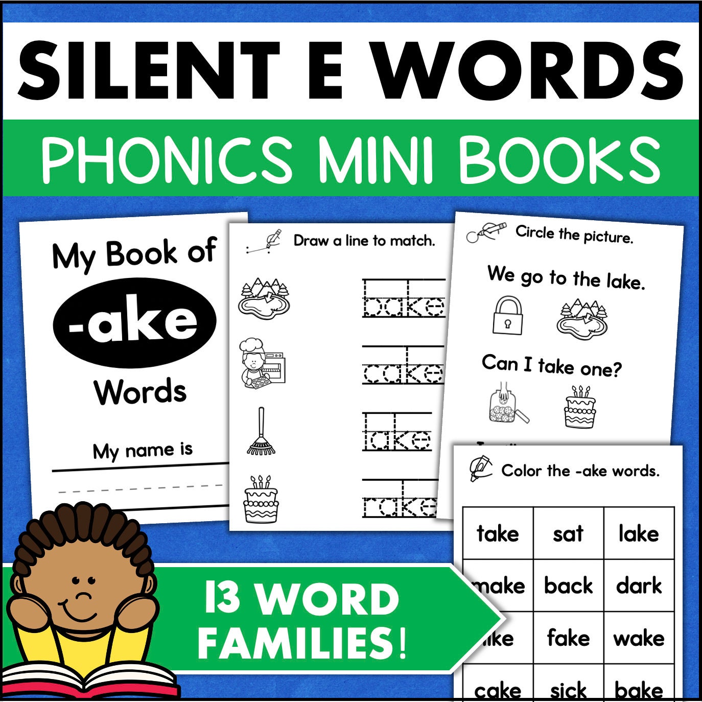 Silent E Words Cvce Word Families Phonics Mini Books Kindergarten 1st ...