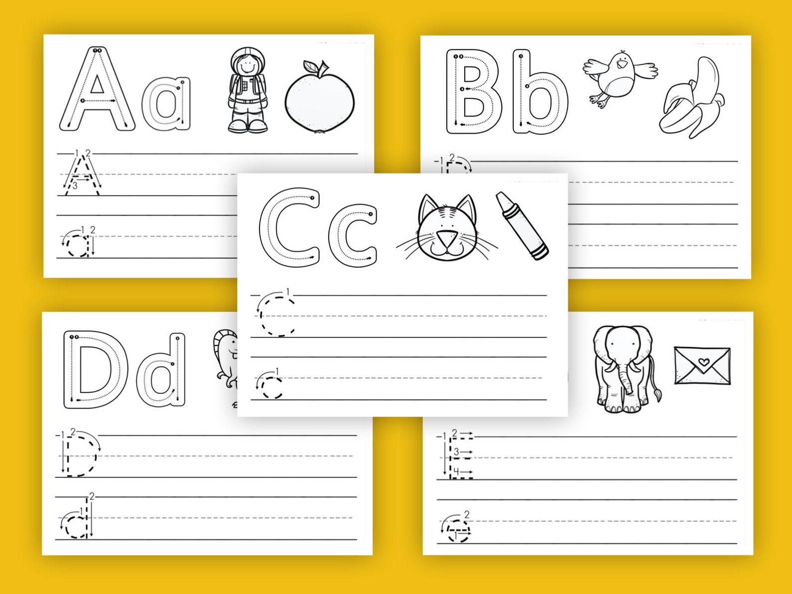 ABC Alphabet Letter Formation Worksheets Handwriting Tracing - Etsy