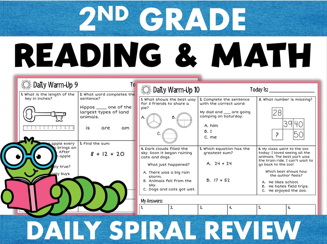2nd Grade Reading and Math Skills Practice Printable - Etsy