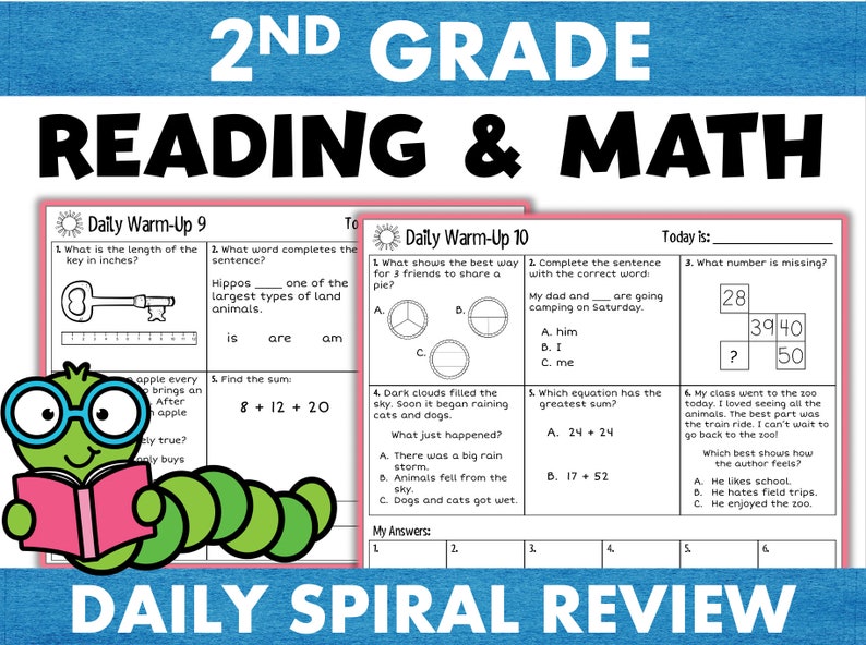 2nd Grade Reading and Math Skills Practice Printable - Etsy