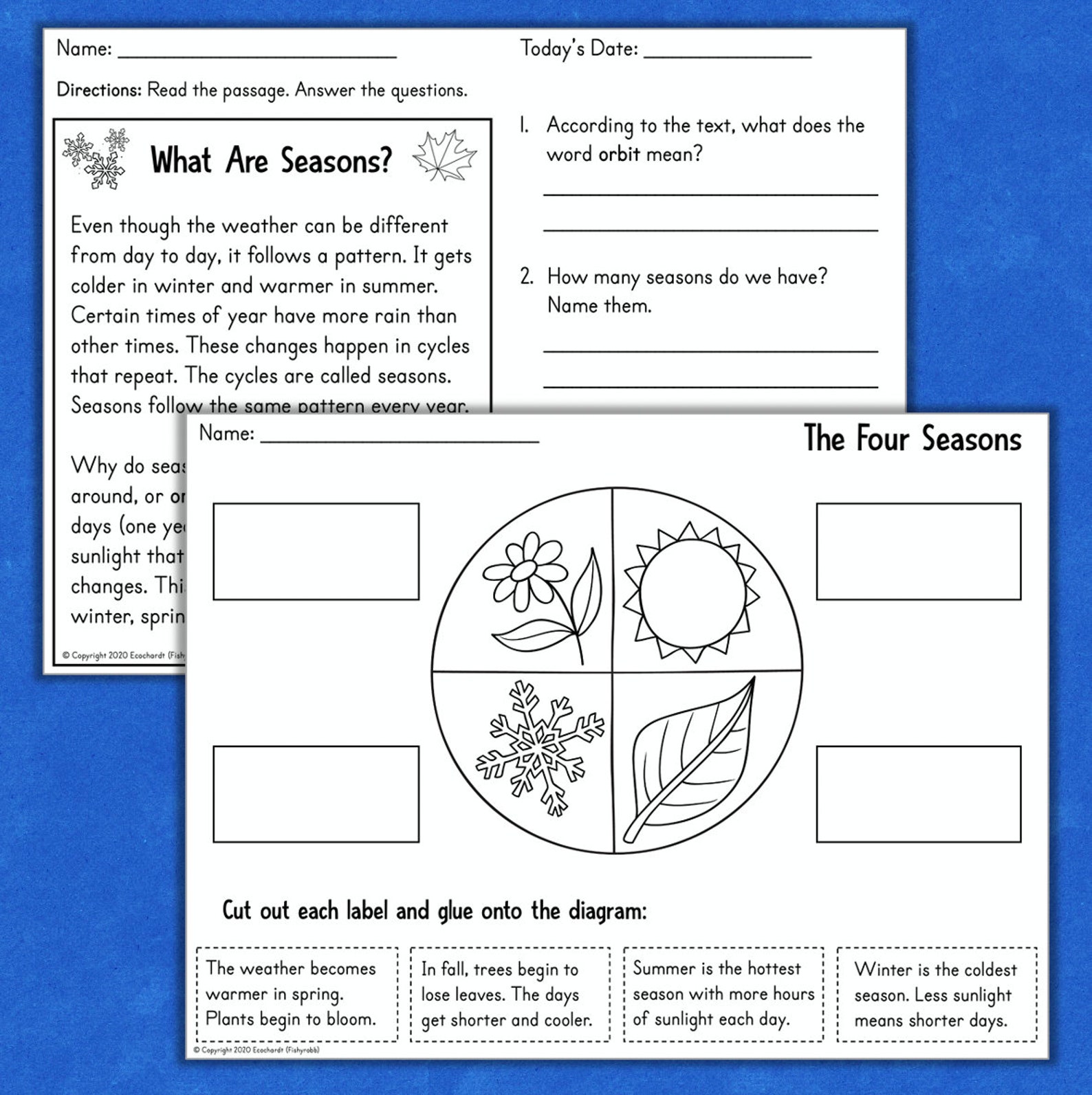 Weather and Seasons Science Reading Worksheets 2nd 3rd Grade Homeschool ...