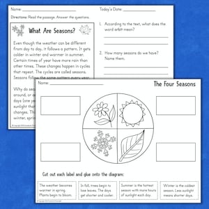 Weather and Seasons Science Reading Worksheets 2nd 3rd Grade Homeschool ...