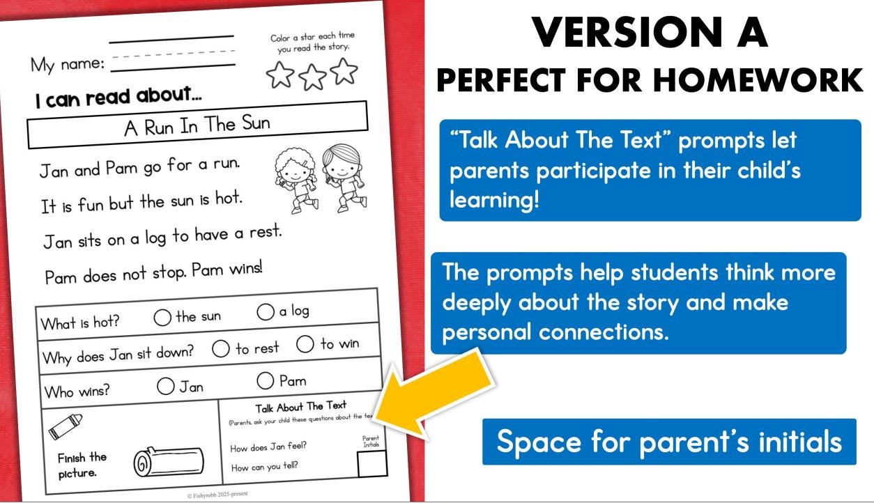 Kindergarten at Home Reading Worksheets - Sight Word Stories and ...