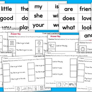 Kindergarten Learn to Read Sight Words Decodable Sentences Worksheets ...