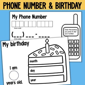 Personal Information Worksheets for Kids Name, Birthday, Phone Number ...