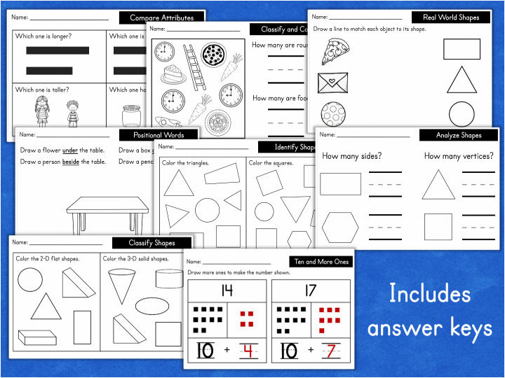 Kindergarten MATH Worksheets & Assessments Homeschool - Etsy